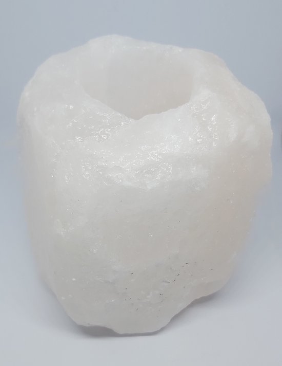 Waxinelichthouder / Theelichthouder zoutsteen - WIT - Groot 1-1,5kg ...