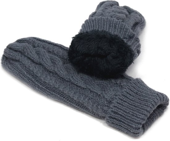 Winter handschoenen donkergrijs - wanten voor dames - one size - grijze ...