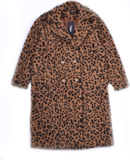 Giuliano teddy jas cheetah - bruin/zwart - made in Italy | bol.com