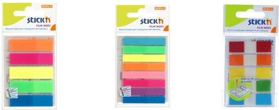 Stick'n - Film Index tabs - 3 pack - verschillende kleuren - 385 tabs ...