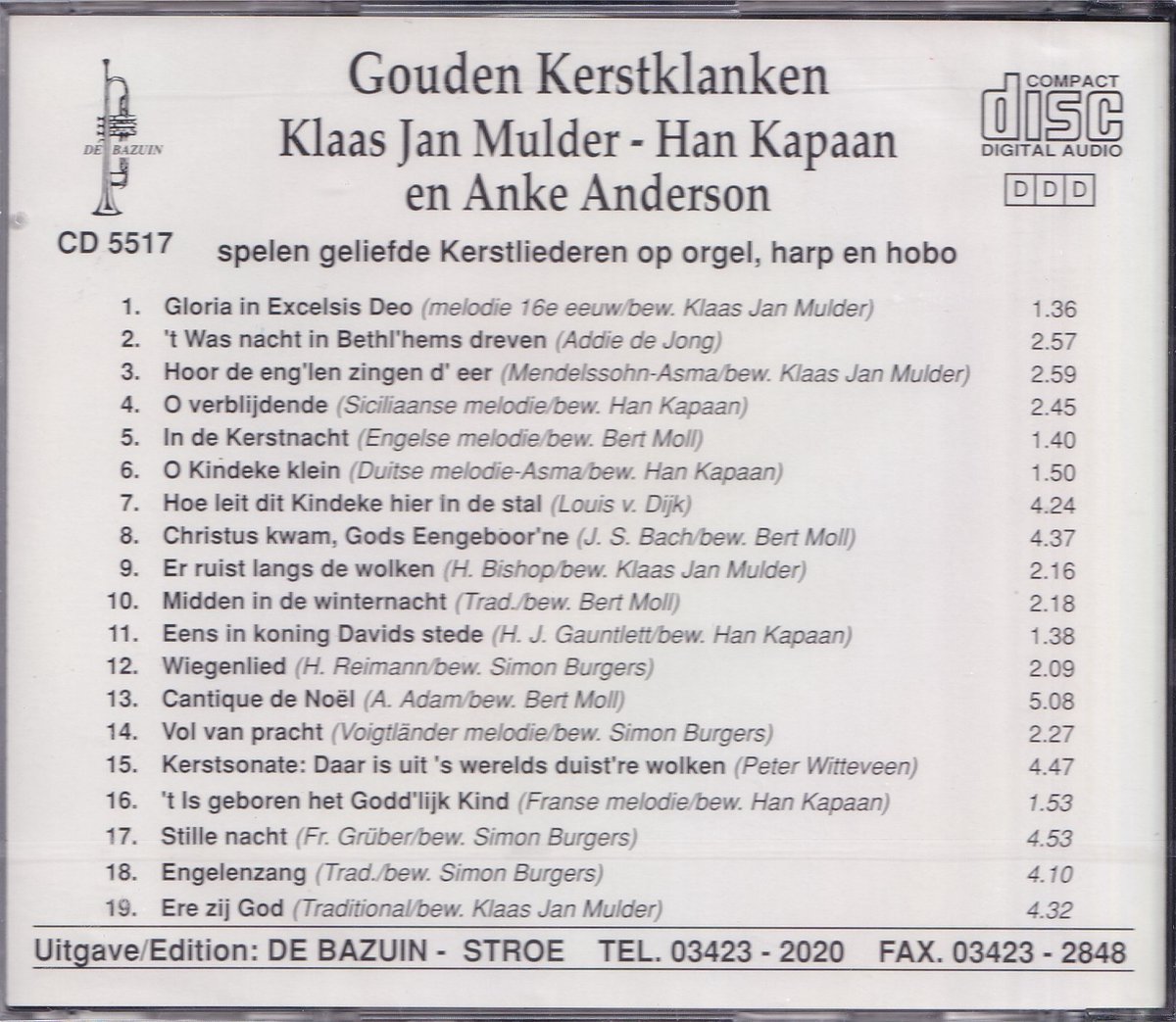 Gouden kerstklanken / Kerst CD / Klaas Jan Mulder orgel / Anke Anderson ...