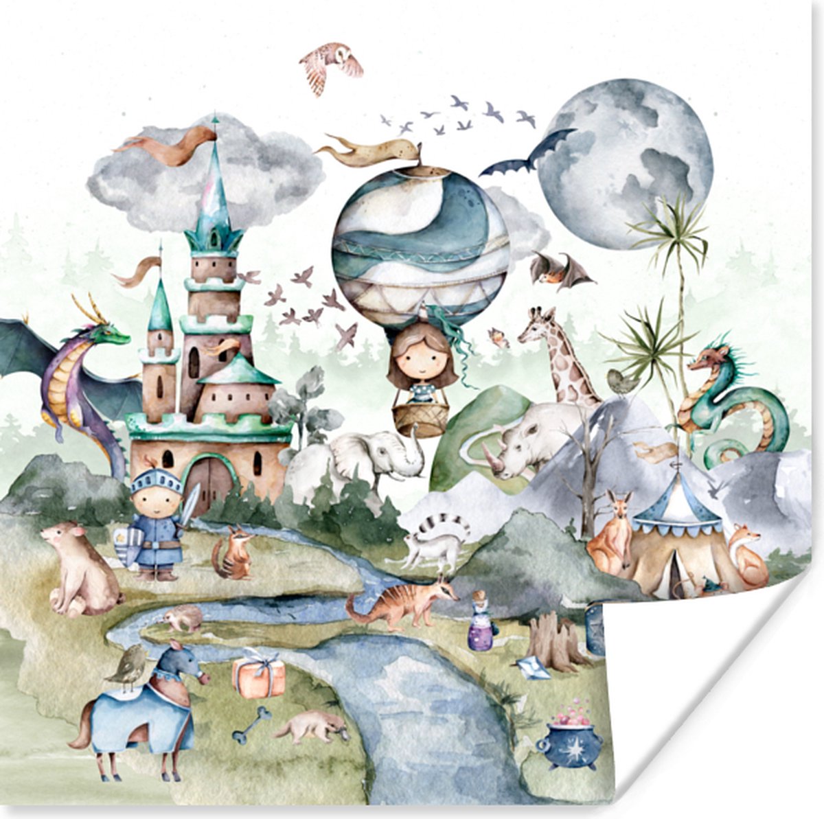 Poster kinderen - Kinderkamer decoratie - Kinderen - Luchtballon ...