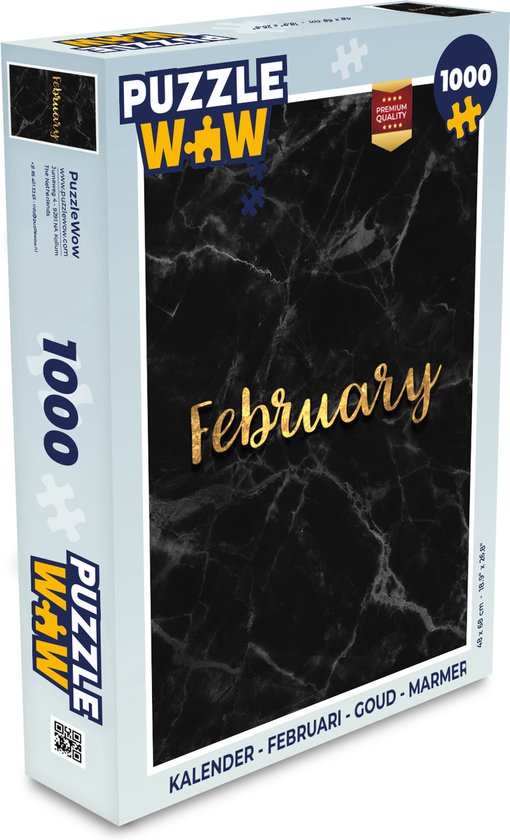 Puzzel Kalender - Februari - Goud - Marmer print - Legpuzzel - Puzzel ...