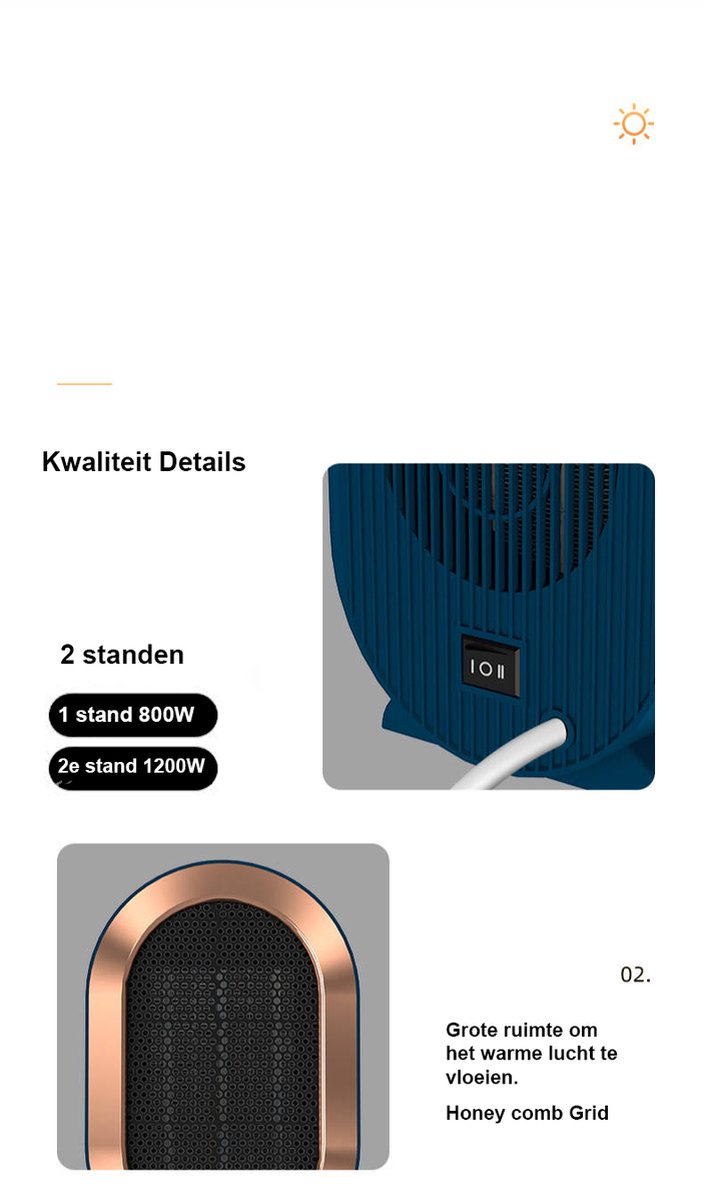 EVON BLAUW 2 Elektrische Kachel – Ventilatorkachel – Mini Ventilatorkachel – Uniek -... | bol.com