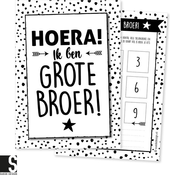 Sticker kaart | Grote Broer | Suede design beloningskaart A5 | bol