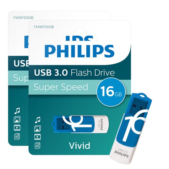 Philips FM16FD00B Flash Drive Ocean Blue - 16GB - Super Speed USB 3.0A ...