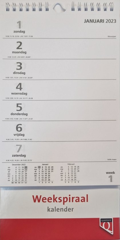 Weekspiraalkalender 2023 Quantore - schrijfblok is A5 formaat - begint ...