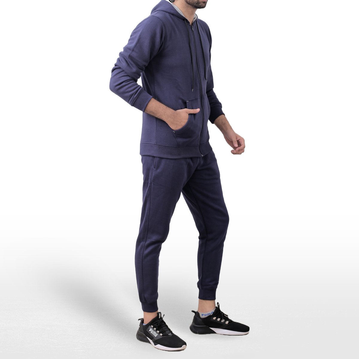 Men's Fleece Tracksuit For Winter Kangaroo pocket hoodie Zip Up Hood ...