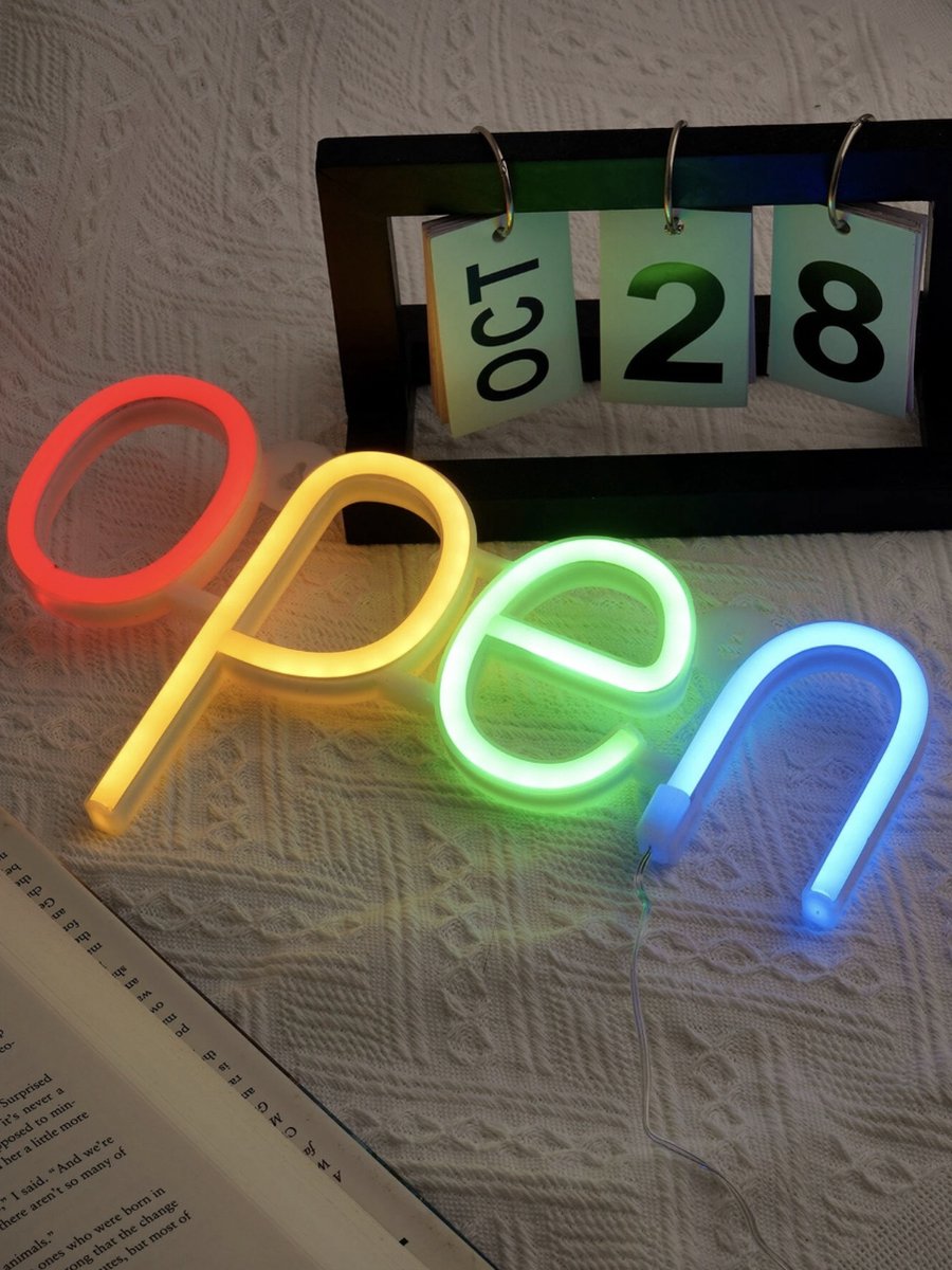 Neon verlichting open – Openbord - Open - Neon wandlamp - Neon ligt ...