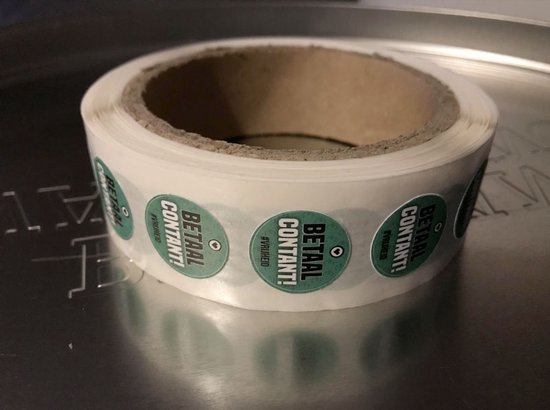 Betaal Contant! – Muntstickers - Stickers op rol - 1000 stuks - 2,1cm x ...