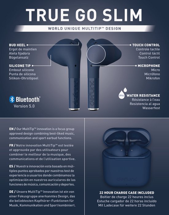 Defunc True Go Slim - Draadloze oordopjes - Bluetooth draadloze oortjes ...