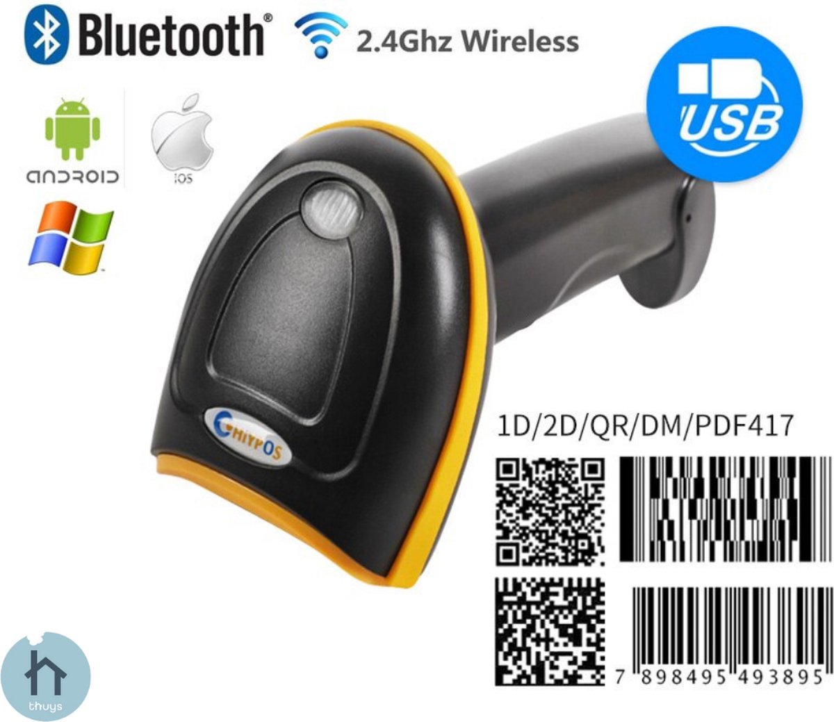 Barcode Scanner Bluetooth - QR Code Scanner - Barcode Scanner Draadloos ...