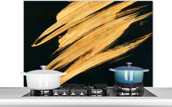 Spatscherm keuken 100x65 cm - Kookplaat achterwand Goud - Verf ...