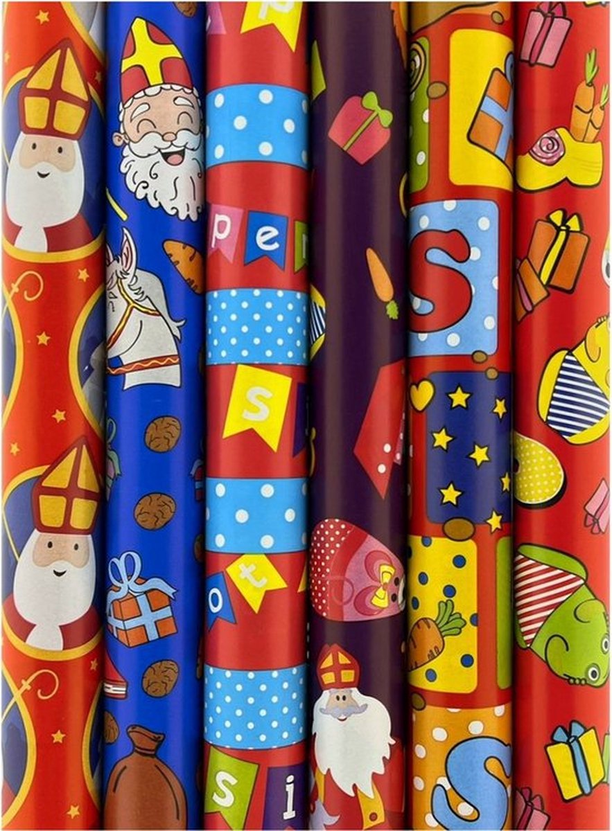 Sinterklaas cadeaupapier - set van 3 rollen inpakpapier - 300 x 70 cm ...