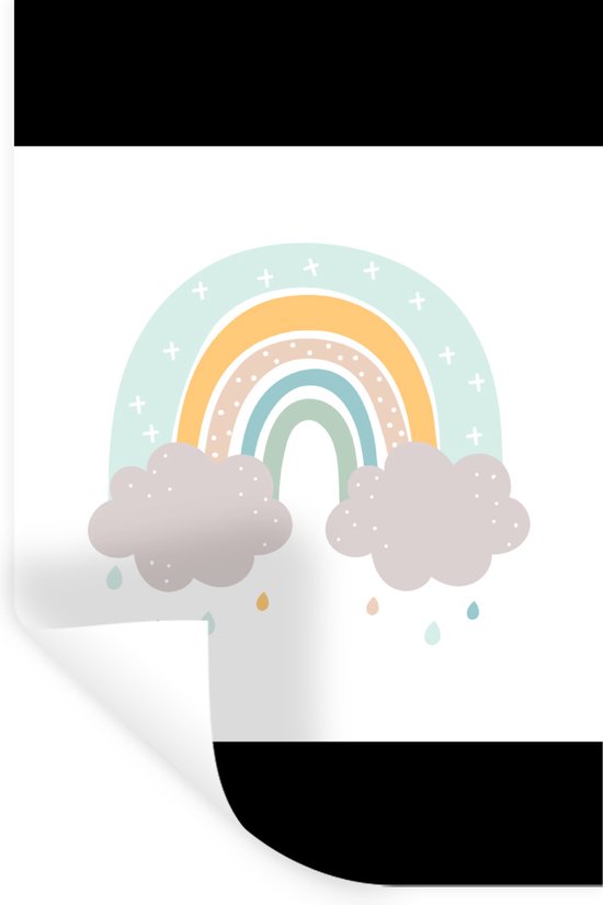 Muurstickers - Sticker Folie - Regenboog - Wolken - Regen - Kinderen ...