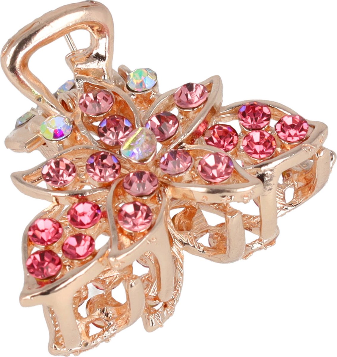 Haarspeld Klem Bloem Metaal Strass 3cm Roze Haarclip Haarklem | bol.com