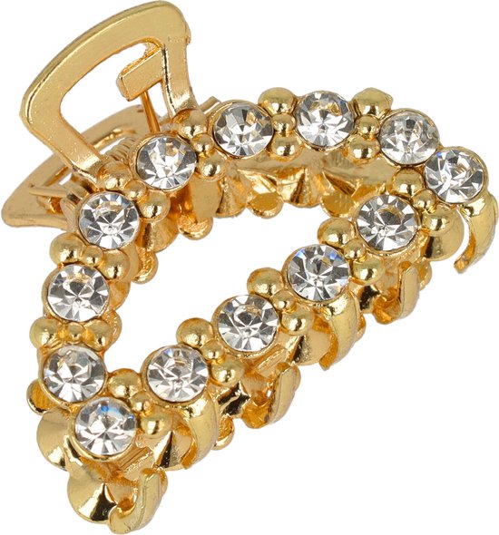 Haarspeld Klem Open Rond Metaal Strass 4cm Goud | bol