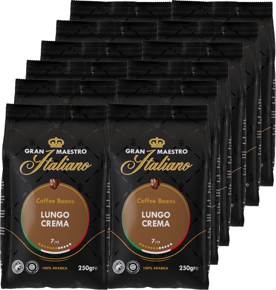 Gran Maestro Italiano - Lungo Crema - Koffiebonen - Bonen voor Lungo - Arabica - 12 x... | bol.com