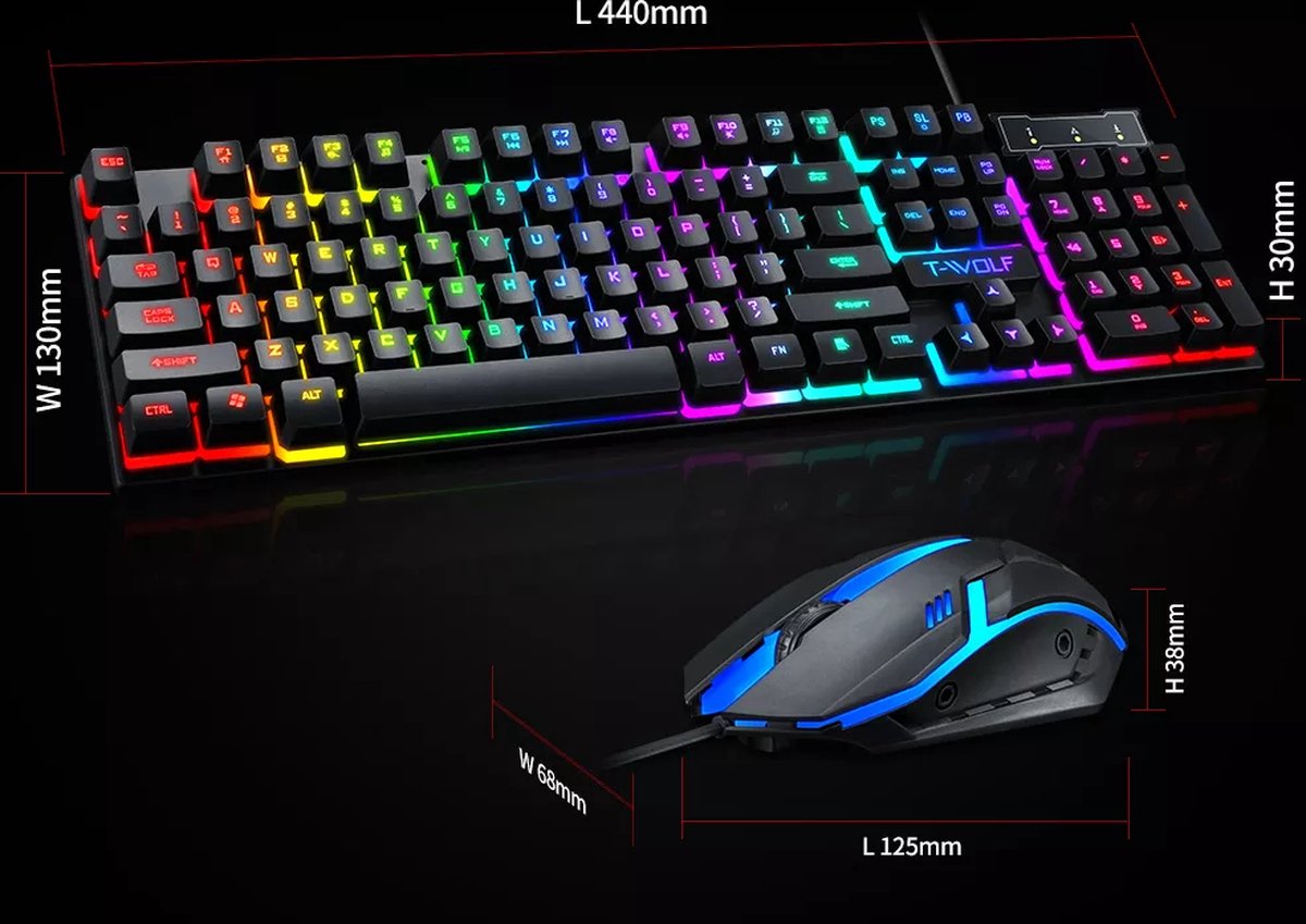 Gaming Keyboard - LGB Kleuren LED Verlichting - Game Toetsenbord ...