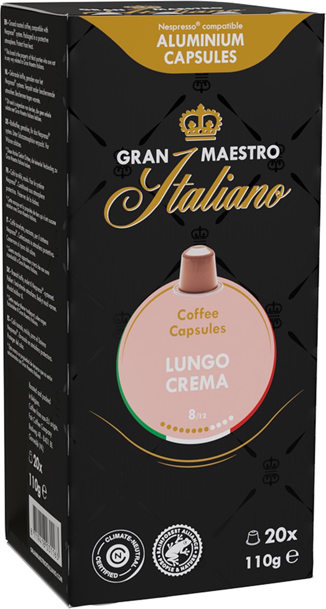 Gran Maestro Italiano - Lungo Crema - Koffiecups - Nespresso Compatibel Capsules -... | bol