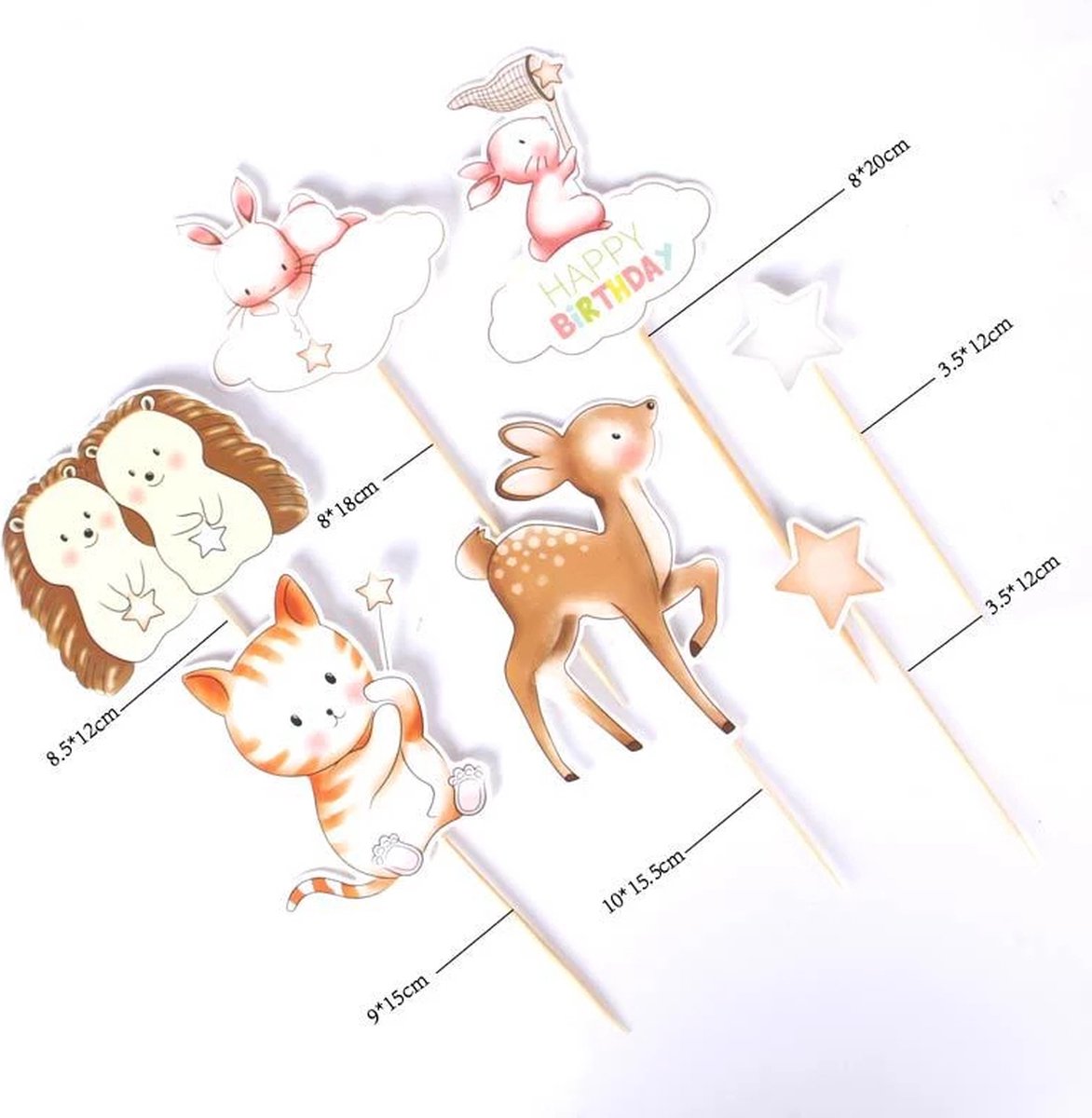 Kinder Taart Topper - Set 7 Stuks - Taart Topper Set - Bosdieren ...
