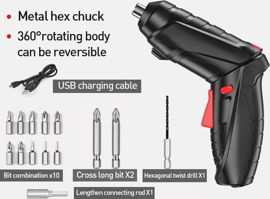 Elektrische Schroevendraaier - 3.6V - Elektrische Schroevendraaier Bit ...
