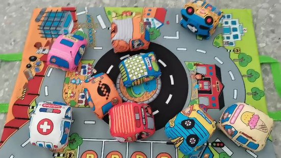 Allerion Speelmat met Autootjes – Opvouwbaar – Met 9 Pluche Autootjes ...