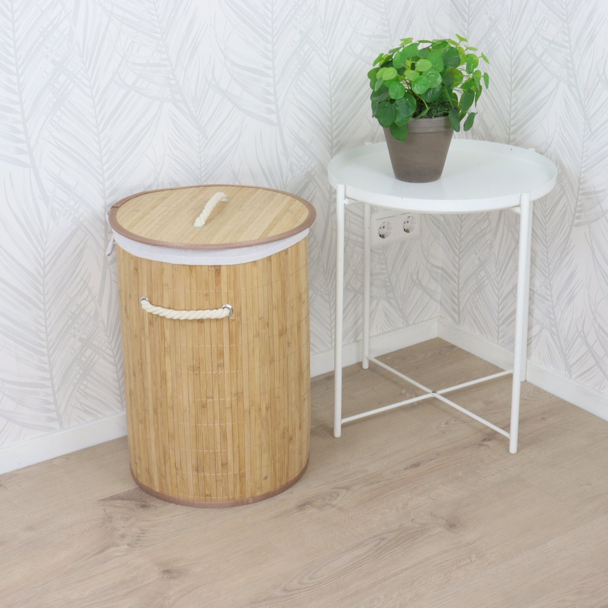 MARBEAUX Wasmand - met Deksel - Rond Bamboe - 48 liter - Bruin - 35x50 ...