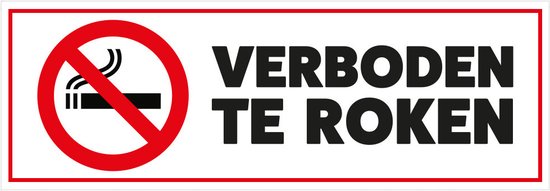 Sticker verboden te roken 6,5 x 19,6 cm rechthoek - Set 6x stuks | bol