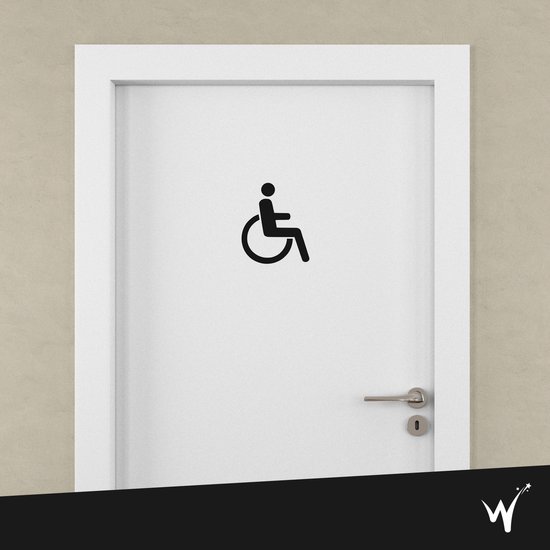 Invalide Toilet Symbool Deursticker - Rolstoel Sticker - Wc Sticker ...