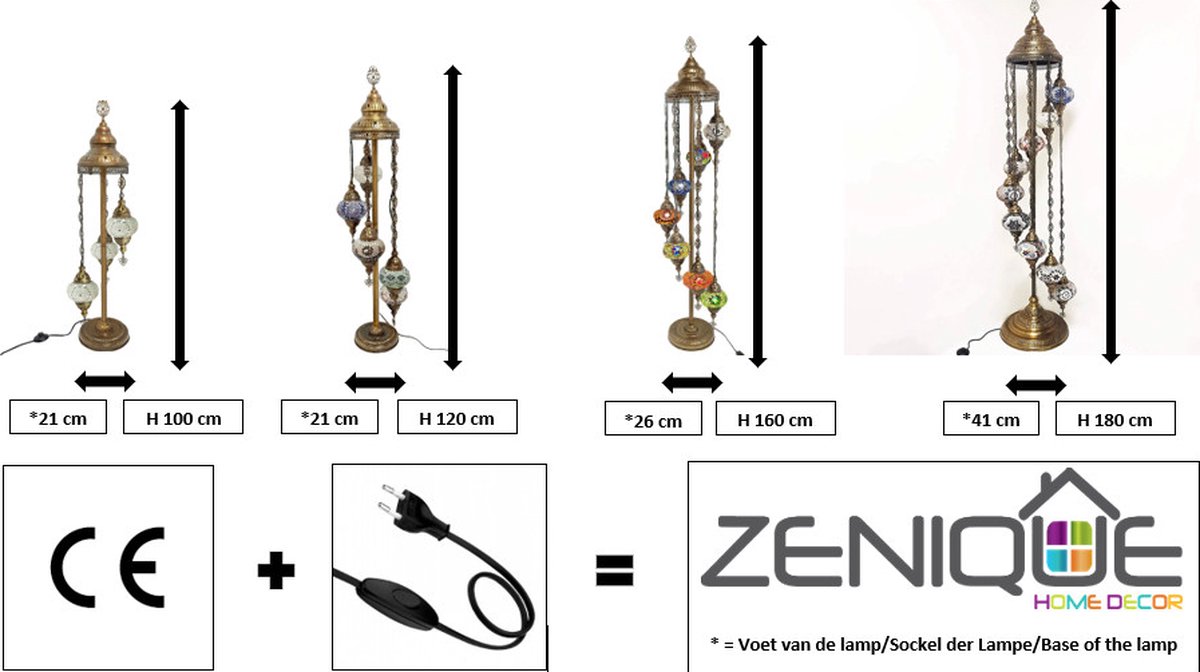 Turkse Lamp - Vloerlamp - Mozaïek Lamp - Marokkaanse Lamp - Oosters ...
