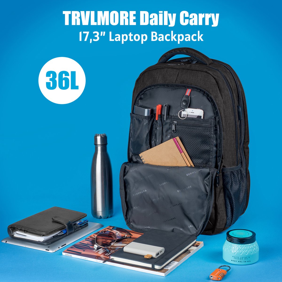 TRVLMORE Rugzak - 36 L - 17,3 inch - Laptop Rugtas - Waterafstotend ...