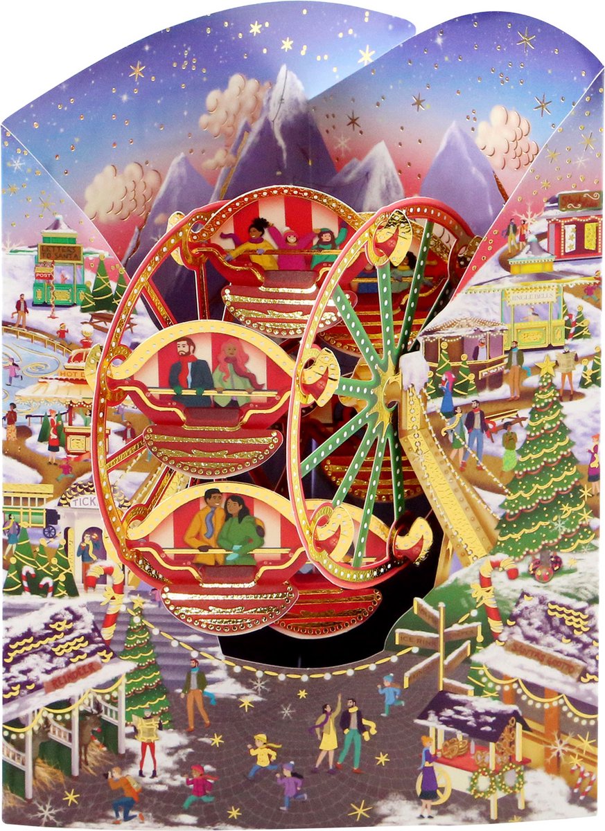 3D Swing Pop-up Kerst Wenskaart met envelop – Christmas Market ...