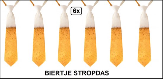 6x Bier Stropdas 40cm - Bier feest Apres ski Oktoberfest Carnaval gele ...