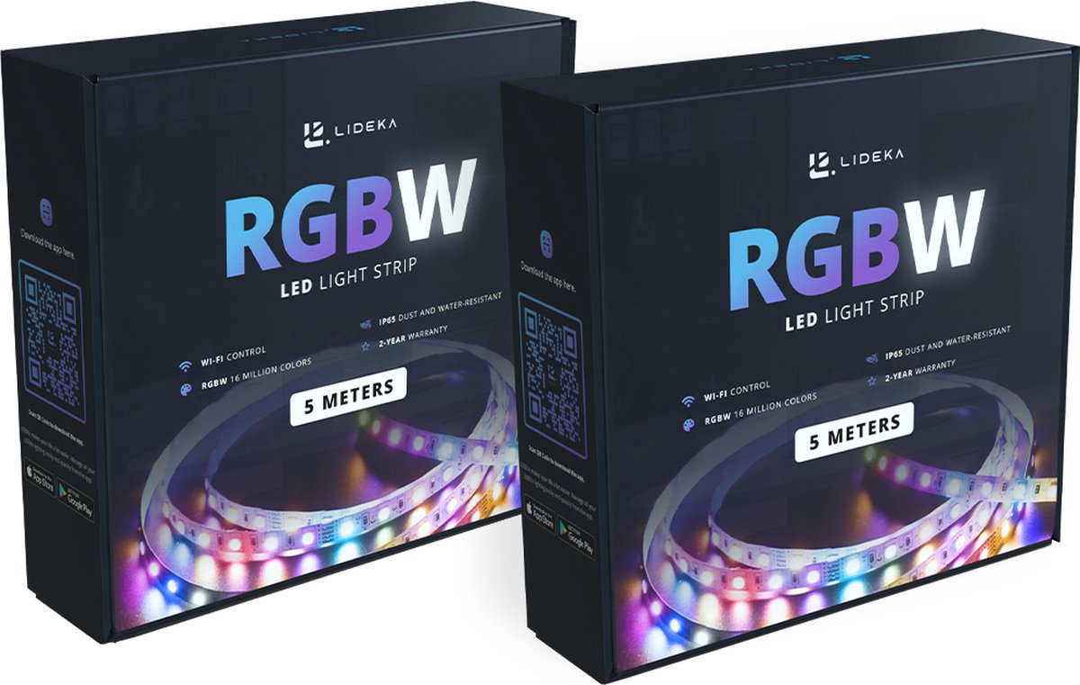 Lideka® - RGBW LED Strip 10 Meter (2 sets van 5m) - Zelfklevend met afstandsbediening... | bol.com