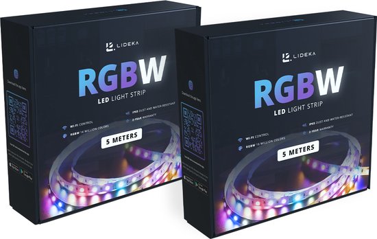 Lideka® - RGBW LED Strip 10 Meter (2 sets van 5m) - Zelfklevend met afstandsbediening... | bol.com