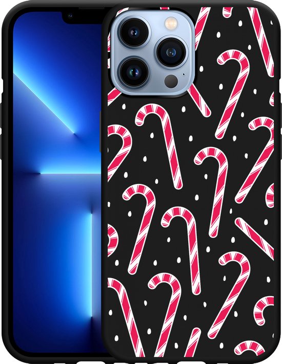iPhone 13 Pro Max Hoesje Zwart Snoepstokken | bol.com