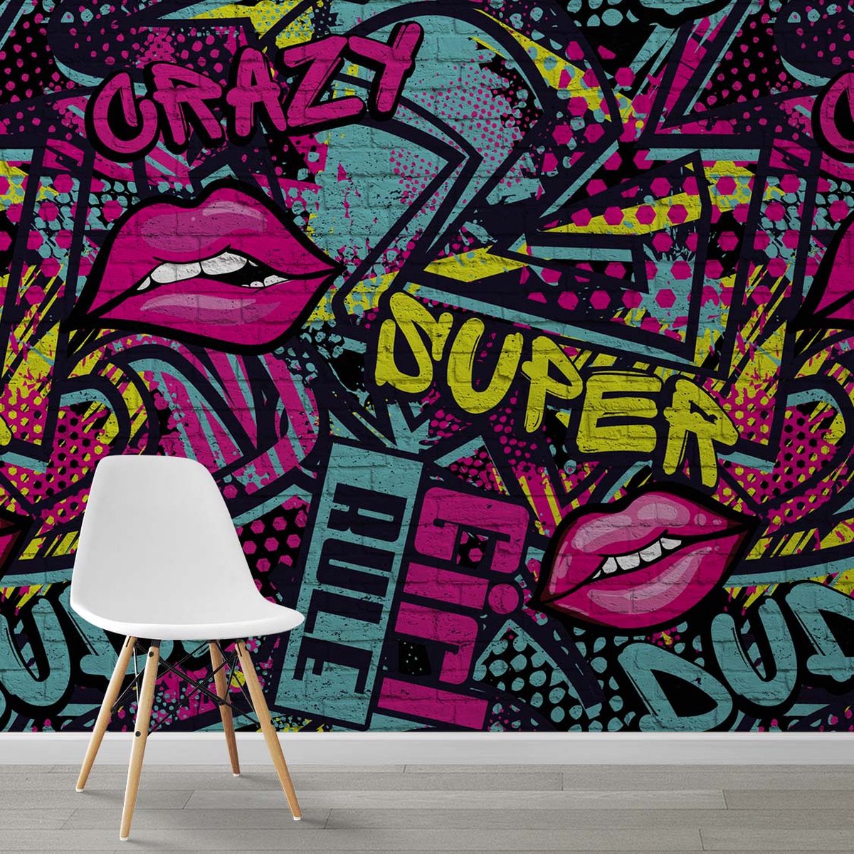 Roze graffiti behang | Decoratie | Jongens behang | Kinderkamer ...