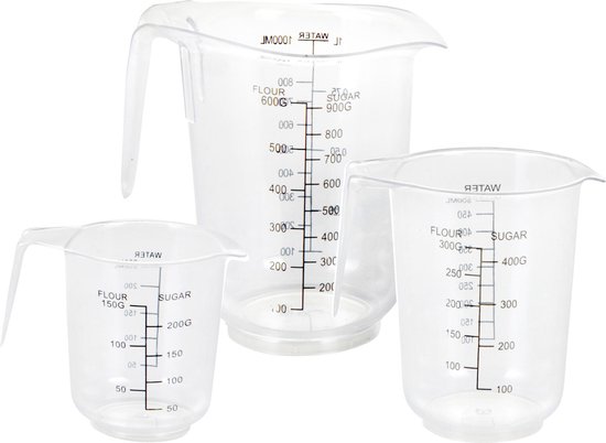 Cuisine Elegance - Set 3x maatbekers transparant 250/500/1000 ml | bol