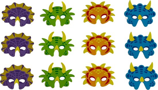 Dino Masker - 24 Dinosaurus Maskers - kinderfeestje - Oogmasker ...