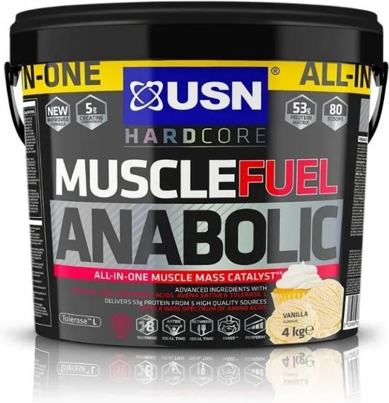 USN Muscle Fuel Anabolic 4 KG - Saveur Vanille - Mass Gainer, Weight ...