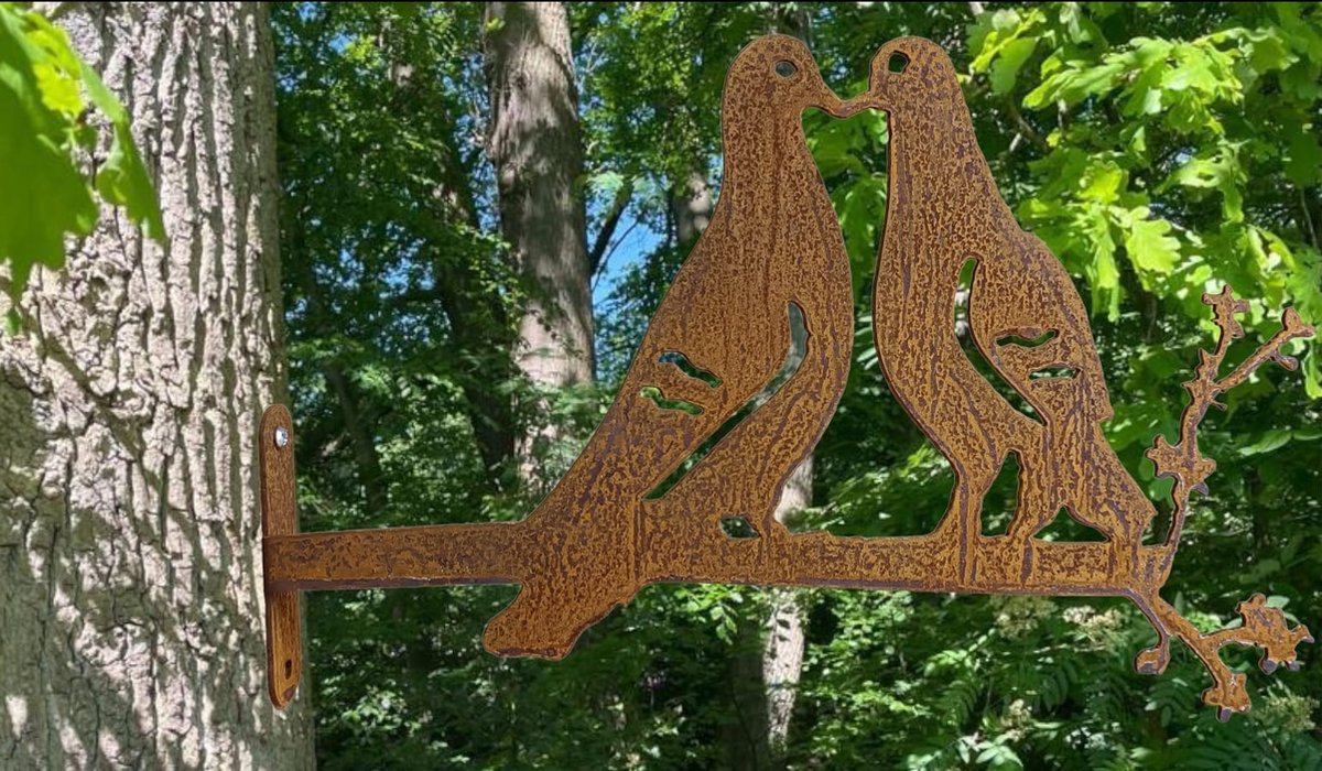 Dream-Garden Tuindecoratie tortelduiven op bloesemtak met schroefgaten ...