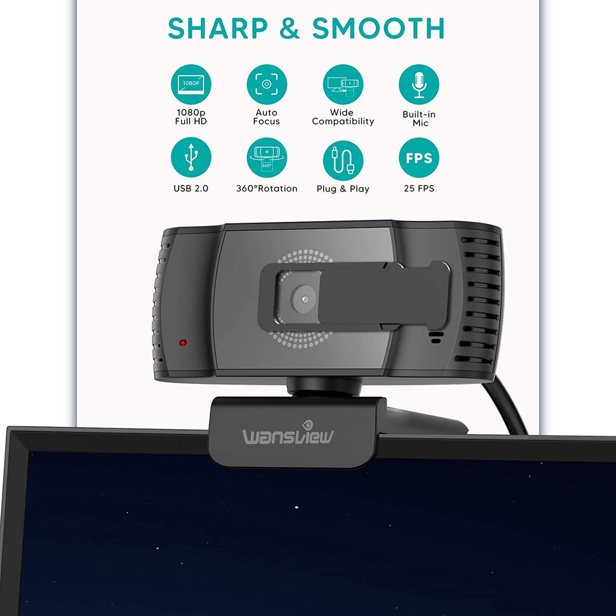 Auto Focus Webcam Met Microfoon And Privacy Cover Wansview 1080p Usb Pc
