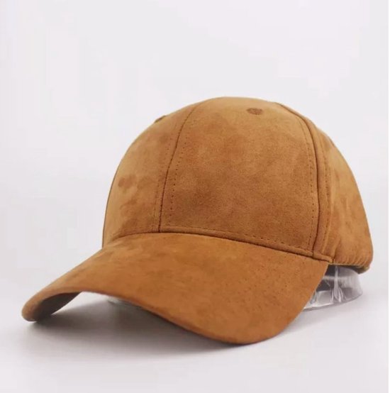 Baseball cap Cognac camel- Herfst winter Mode Unisex- Suede Basball cap ...