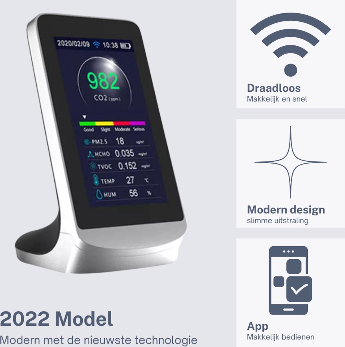 CO2 Meter with App - Smart CO2 Meter Horeca - CO2 Meter Indoor ...