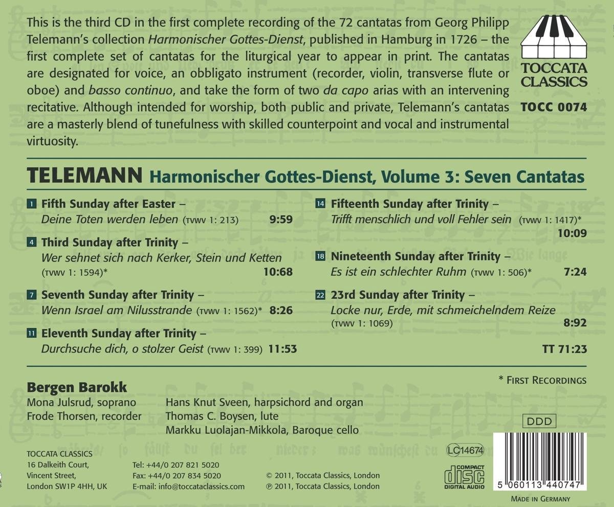 Telemann: Harmon. Gottes-dienst 3, G.P. Telemann | CD (album) | Muziek ...