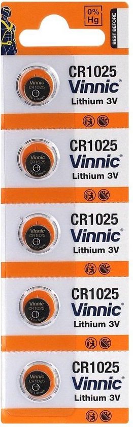 5 Stuks (1 Blister a 5St) Vinnic CR1025 30mAh 3V batterij | bol