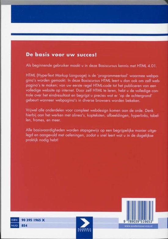 Basiscursus HTML 4.01 | 9789039519653 | Peter Kassenaar | Boeken | bol