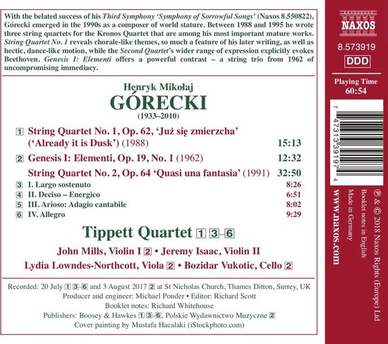 Tippett Quartet - Górecki: String Quartets Nos. 1 And 2 (CD), Tippett Quartet | Muziek | bol