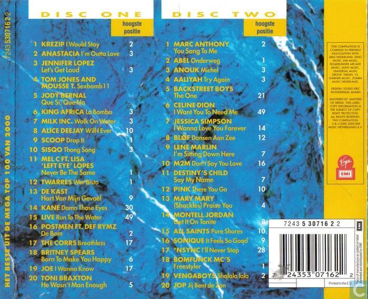 Mega Top 100/2000, various artists | CD (album) | Muziek | bol